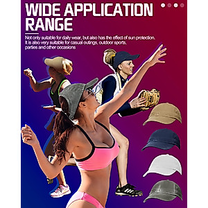 Jiuguva 4 Pack Backless Ponytail Caps Baseball Caps High Messy Bun Baseball Hats for Women Adjustable(White, Army Green, Khaki, Navy Blue)