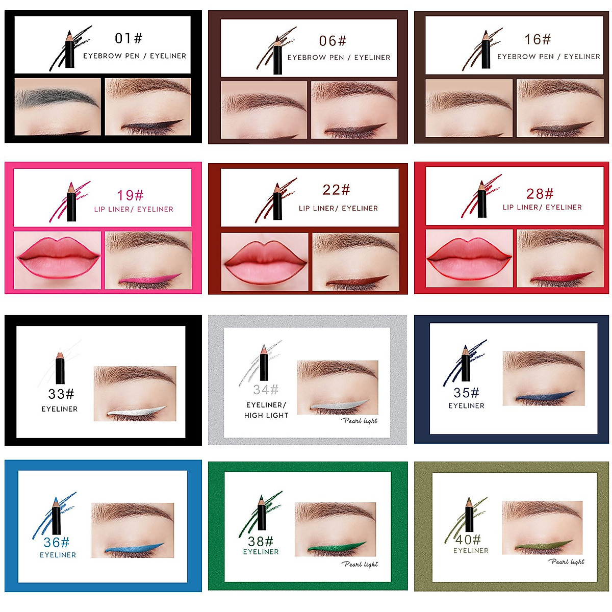 DC-BEAUTIFUL 12Pcs Lot Set 12 Colors Eyeliner Pencil Waterproof Eyebrow Pencil Cosmetics with a Pencil Sharpener