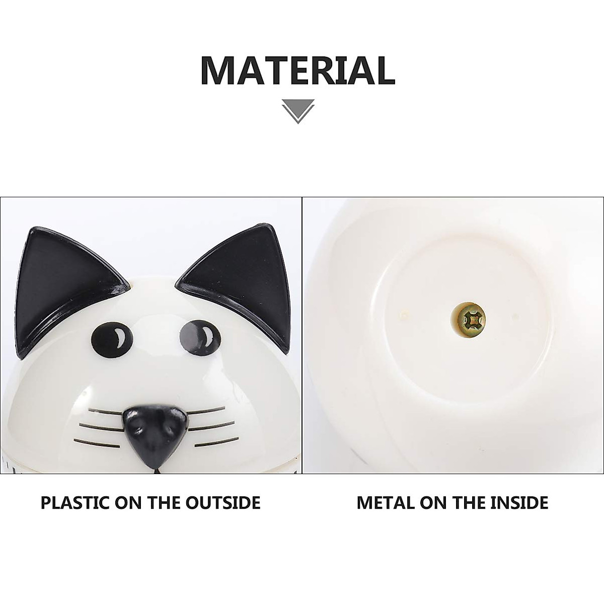 1Pc Manual Timer Plastic Lovely Kitchen Timer Cat Shaped Mechanical Timer Adorable Reminder Cartoon Cooking Timer Cooking Cooking Clock Timer Supplies Mechanical Timer