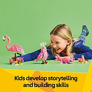 LEGO Creator 3 in 1 Wild Animals: Pink Flamingo Animal Building Toy - Includes 3 Building Options, Pink Flamingo, Cockatoo, or Axolotl - Learning Toy for Kids, Girls, and Boys, Ages 8+ - 31170