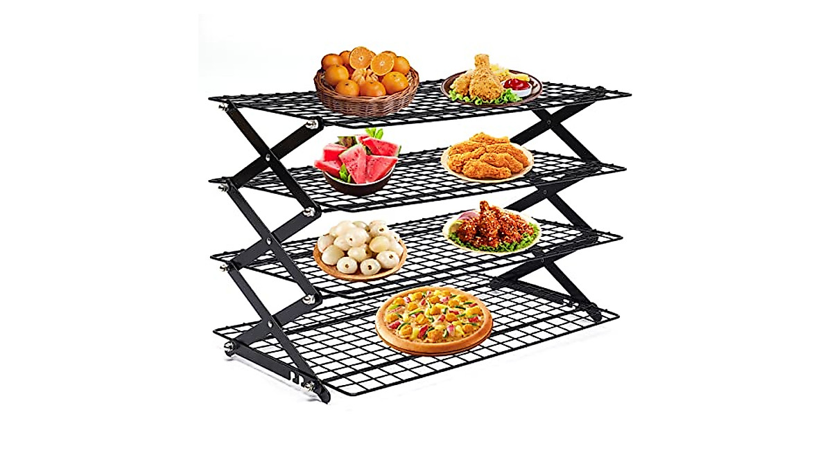 Cooling Rack, 4-Tier Upgraded Collapsible Cooling Rack Portable ...