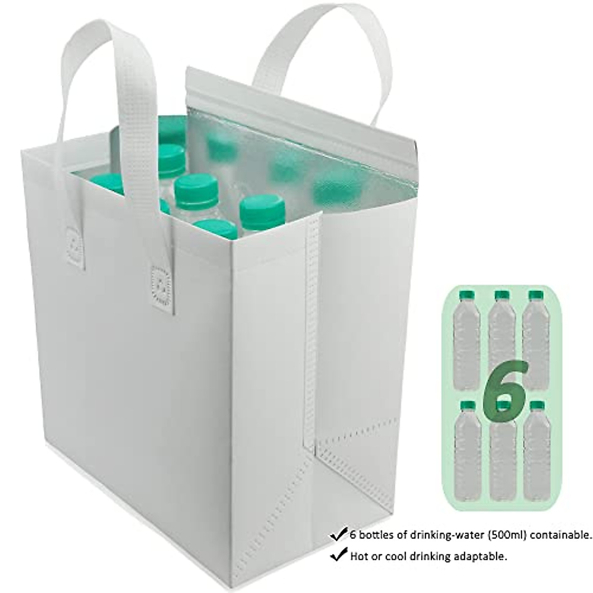 AIVYGDEN Insulated Take Away Bags,Thermal Insulation Food Bag for Coffee,Milky Tea,Take-away Dinner,Fresh Seafood,Cold or Warm Food drive for Restaurant,Retail Store or Picnic/BBQ (White / 12-Pack)