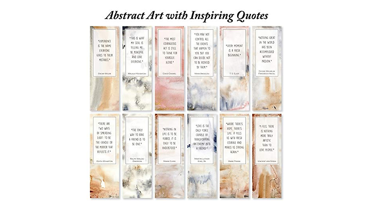 Abstract Bookmarks with Inspirational Quotes | Pack of 48