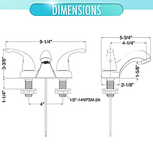 Aqua Vista 15-B42WP-CH-AV Two Handle Bathroom Sink Faucet, Polished Chrome