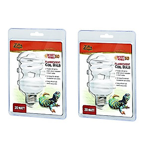 Zilla UVB Fluorescent Desert Coil Bulb, 20 Watt (2 Pack)