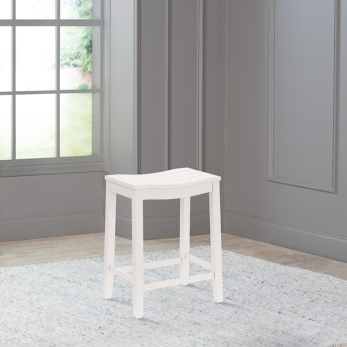Hillsdale Furniture Fiddler Backless Counter Height Saddle Stool, White