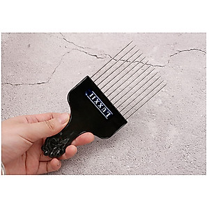 LUXXII (2 Pack) 6.75" Black Fist Metal Afro Pick Lift Hair Comb Detangle Wig Braid Hair Man Styling Comb