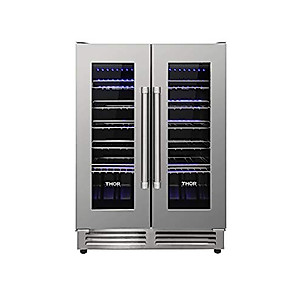 THOR Kitchen Freestanding/Under-Counter 24-Inch Dual Zone Wine Cooler in Stainless Steel - Model TWC2402