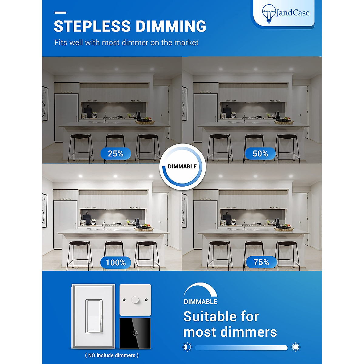 JandCase BR30 LED Flood Light Bulbs, Indoor Flood Light Bulbs, E26 Base, Dimmable, 11W(65W Equivalent), 5000K Daylight White, 850lm, UL & Energy Star Listed, 6 Pack