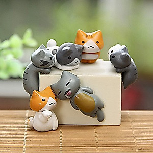 Neko 6pcs Miniature Home Garden Cats - Small Kitty Landscape Decorations – Cute Cat for Crafts, Home Decor, Party Favors and Cake Toppers