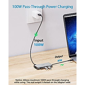 USB C Hub 8-in-1 with 4K HDMI, KUKIY Gigabit Ethernet, 3 USB 3.0, 100W PD Charging and SD&Micro SD Card Reader USB C Adapter Aluminum for MacBook Pro/Air (Thunderbolt 3)