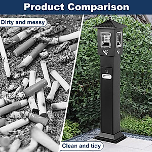 RDUIGT Outdoor Trash Receptacle, 47" Height, Commercial Garbage Can with Removable Inner Bucket, Large Capacity, Black Waste Container for Home Office Restaurants Bars Convenience Stores