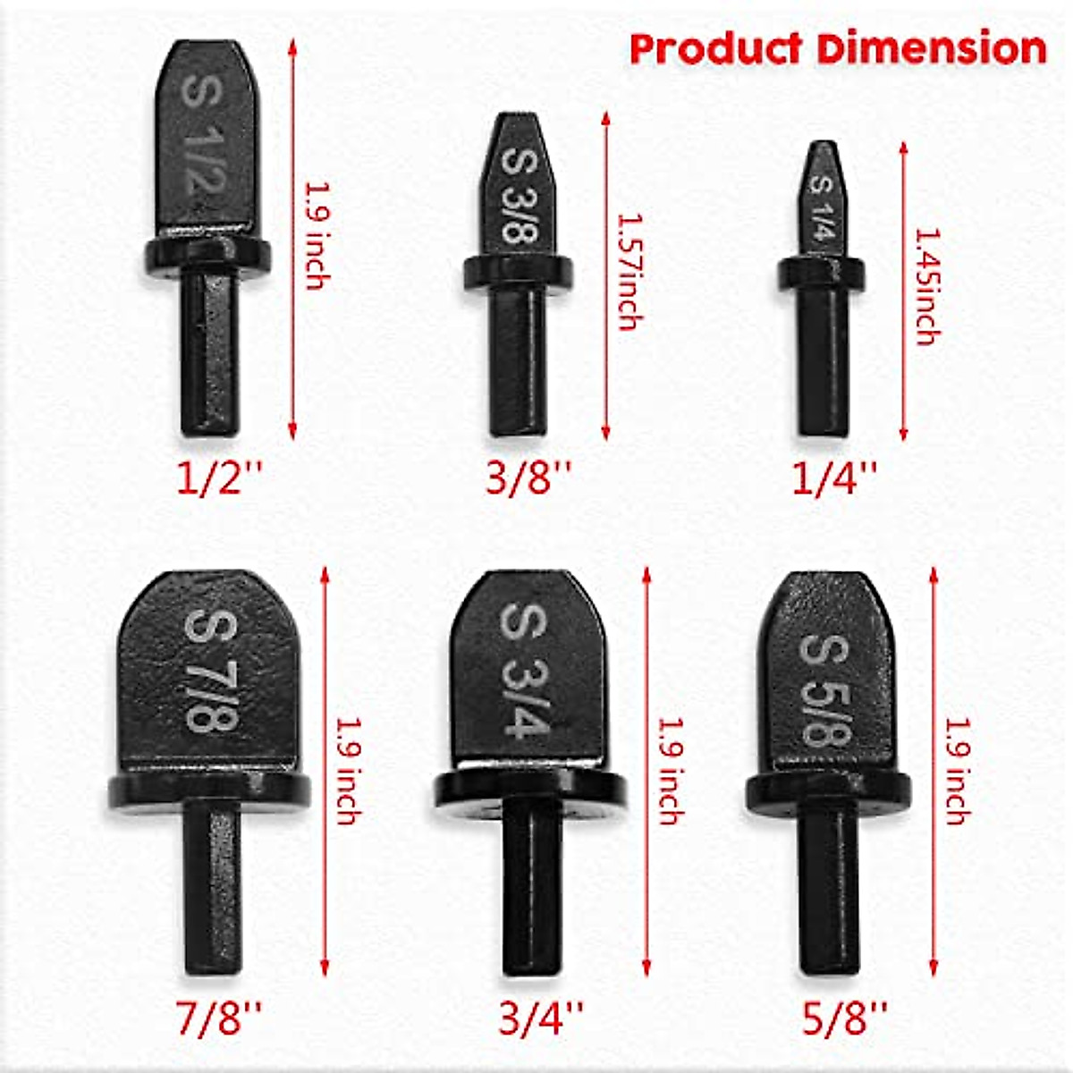 HVAC Tools Drill Bit Set, Air Conditioner Copper Pipe Expander Swaging Tool, Copper Tube Flaring Tool Spin Bit Set, 6 Pcs Bit Kit Includes 1/4'', 3/8'', 1/2'', 5/8'', 3/4'', 7/8'' Bits