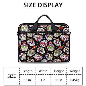 Sugar Skulls Laptop Computer Bag Waterproof Shoulder Messenger Bag 13-15 inch Durable Laptop Tote Bag with Shoulder Strap Handle Lightweight Crossbody Briefcase