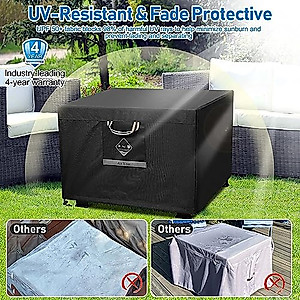QH.HOME Fire Pit Cover Square Super Waterproof, 32" L x 32" W x 24" H Outdoor Firepit Table Cover 600D Strong Tear Resistant, UPF 50+ Fire Pit Cover Fading Resistant for Square Fire Pit - Black