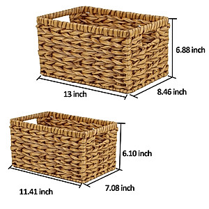 Wicker Baskets, Wicker Storage Baskets for Organizing Shelves, Waterproof Plastic Rattan Wicker Baskets for Storage, Woven Pantry Baskets, 2-Pack