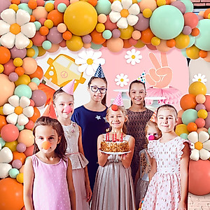 Retro Boho Daisy Balloon Garland Arch Kit, JZCZOEB 180Pcs Groovy Balloon Arch with Daisy Balloons for Boho Daisy Groovy Hippie Theme Birthday Baby Shower Bridal Shower Party Decorations