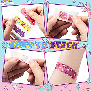 5 Styles Kids Cartoon Bandages Flexible Adhesive Colorful Strips Waterproof Cute Bandages for Girls Repair Tape Knuckle Stickers Comfortable Protection Care for Cuts Scrapes Burns (200 Pieces)