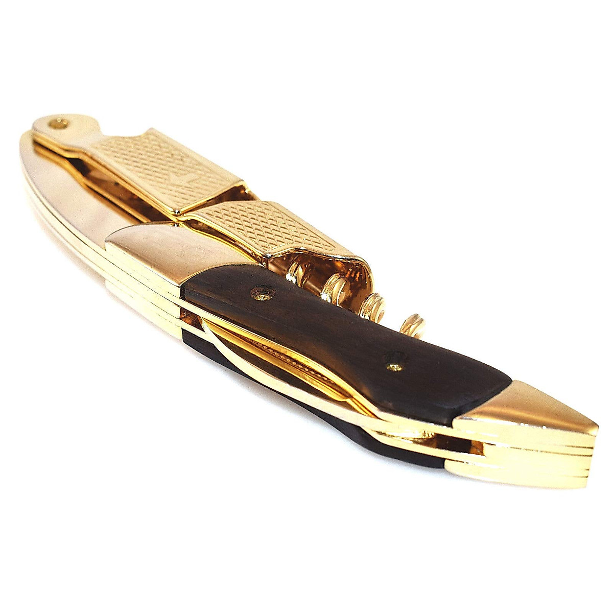 Gold & Black Corkscrew Wood Handle Professional Double Hinge Waiters Wine Key