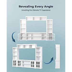 Tatub Large Entertainment Center with Bookshelves and TV Cabinet, Modern TV Console Cabinet, 66.5 Inches Wide for TV Placement, Living Room Entertainment Center with Storage for Up to 70" TVs, White