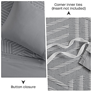 Urban Habitat King Duvet Cover Set Chic Geometric Matelasse Jacquard Duvet Cover King Size, Modern Lightweight All Season Bedding Cover Queen, Matching Shams, Bentley, King, Grey-Blue 3 Piece