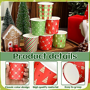 Maxcheck 300 Pcs Christmas Paper Cups 4 oz Disposable Holiday Supplies 6 Styles Paper Coffee Espresso Cups Xmas Green Red Drink Drinkware for Chocolate Tea Cocoa Beverage Party Office