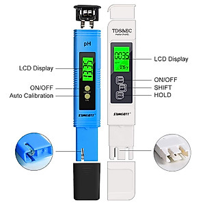 PH Meter Digital TDS Meter EC & Temperature Test Meter 4 in 1 Set, 0.01 High Accuracy PH Tester Pen Water Quality Tester for Household Drinking, Pool and Aquarium