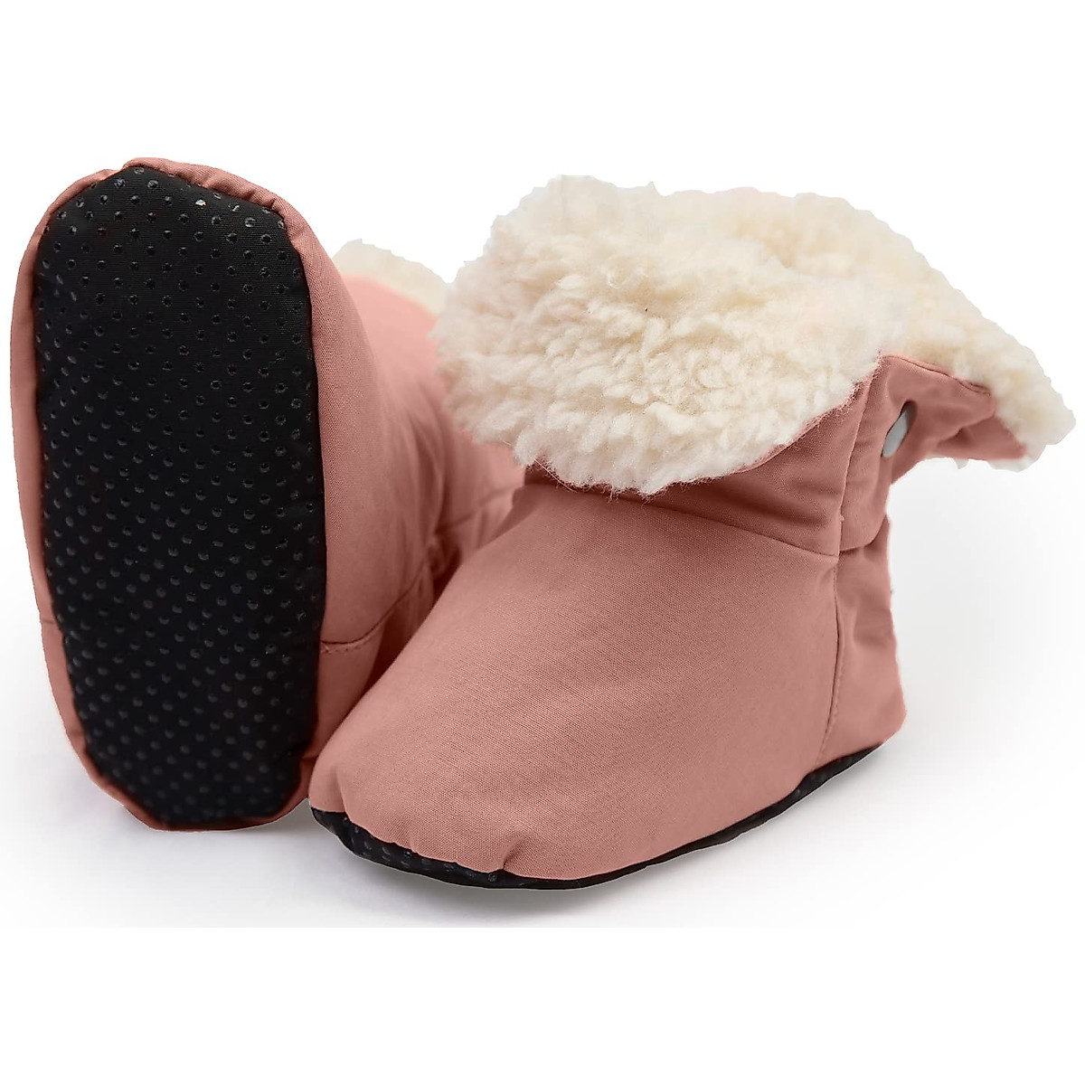 7AM Infant Booties for Winter - Waterproof Kids Snow Boots for Baby Boys & Girls, Warm Vegan Sherpa Lining Baby Booties, Anti-Slip Soles Kids Winter Shoes, Newborn Winter Essentials | (12-24M)