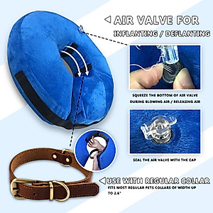 Tricess Inflatable Dog Cone Collar (L Size), Soft Blow-up Protective Recovery Dog Collar, Pet Donut Cone Collar, Comfy Elizabethan Collar After Surgery for Small Medium Dog to Prevent Biting, Blue