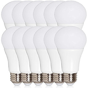 Maxxima LED A19 800 Lumens 60 Watt Equivalent Light Bulb Set - 2700K Soft White Light, Energy Efficient 10 Watts, E26 Base, Non-Dimmable, for Bathrooms, Lamps, and Living Rooms - 12 Pack
