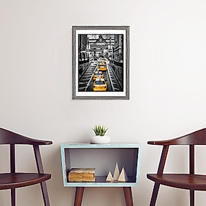 Finefrarm 12x16 Rustic Frames Solid Wood Display Pictures 11x14 with Mat or 12x16 Photo Without Mat, Distressed Wooden Picture Frame Wall Art for Living Room Wall Mounting, Gray