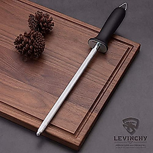 LEVINCHY Honing Steel 10 inch Knife Sharpener Rod, Professional Knife Sharpening Steel, Durable, Easy to Use