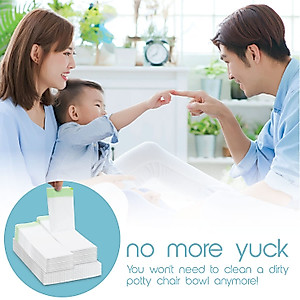 TidyTots Disposable Potty Chair Liners and Pads for Potty Training Toddlers | XL Combo Travel Refill Pack of 32 Disposable Potty Liners for Toddlers and 32 Absorbent Pads | Keeps Potty Seat Clean