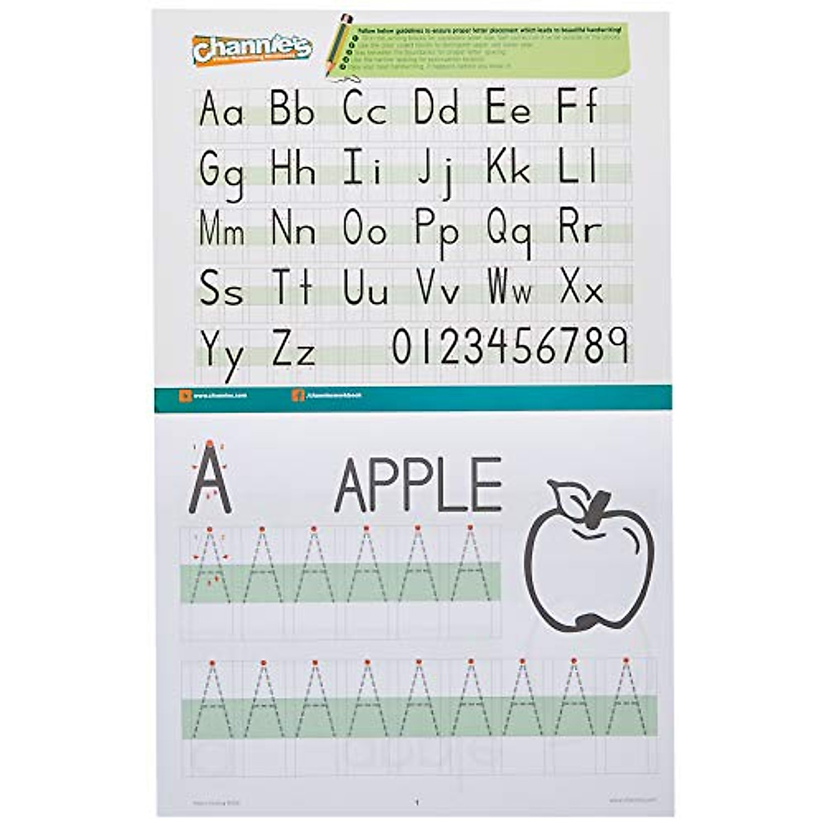 Channie’s My First Letters, Easy to Trace, Write, Color, and Learn Alphabet Practice Handwriting & Printing Workbook, 80 Pages Front & Back, 40 Sheets, Grades PreK - 1st, Size 8.5” x 11”