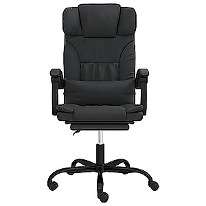 Reclining Office Chair,Rolling Chair,Swivel Chairs,Ergonomic Office Chair,Executive Chair,for Your Living Room,Bedroom,Office,Study,Makeup Vanity, Black Faux Leather