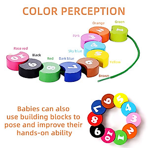 Doyolta Wooden Lacing Toy, Montessori Toys for Toddlers 3 Year Old, Wooden Puzzles Lacing Beads Preschool Toys, Fine Motor Skills Early Educational Toy for Toddler Boys Girls