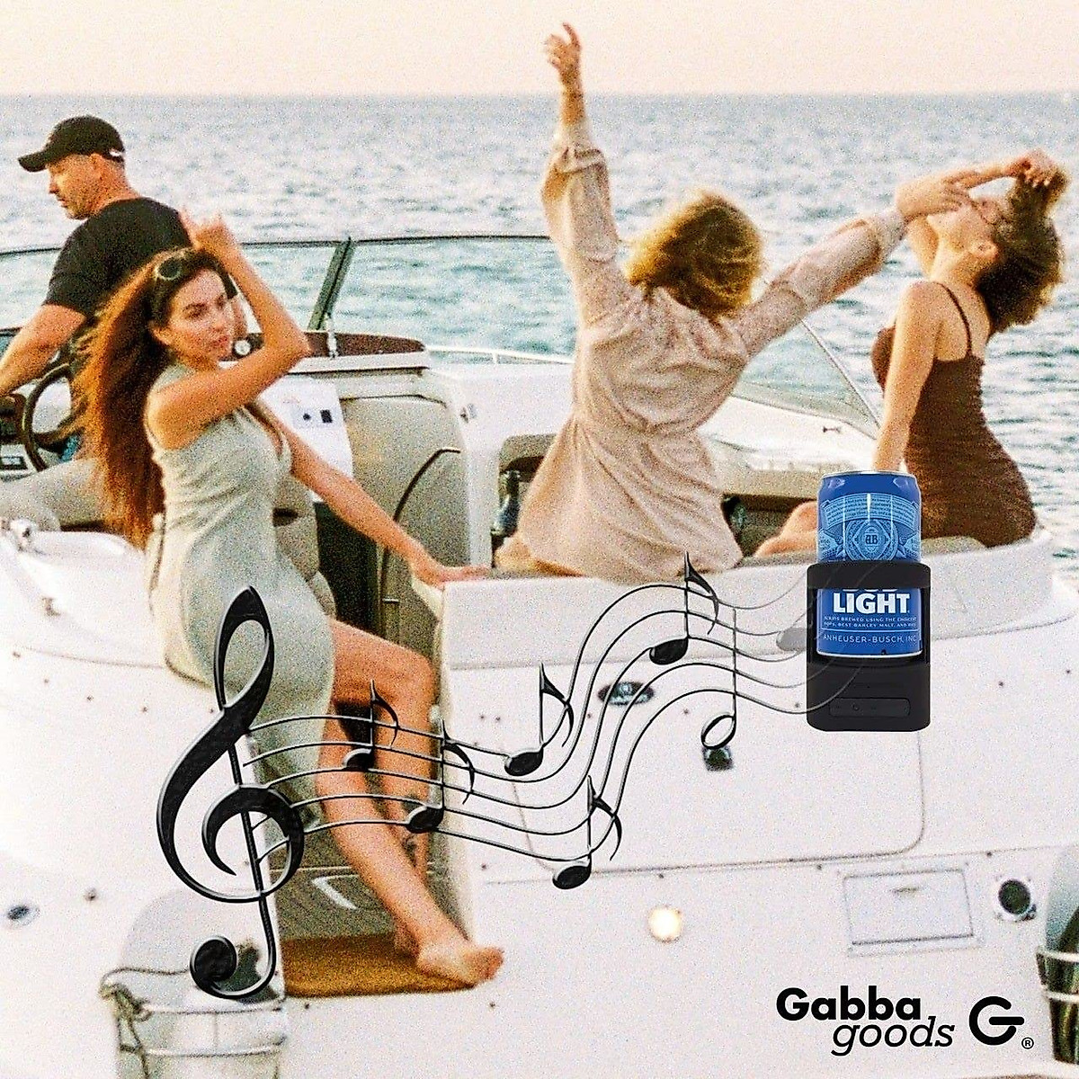 Gabba Goods Shower Bluetooth Speaker with Beer/Soda Can Holder - Built-in Microphone Handsfree - Waterproof, IPX7, 4 Hours of Playtime, Suction Cup for Showers