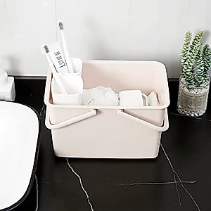 ALINK Plastic Shower Caddy Basket with Handle, Portable Storage Organizer for College Dorm, Bathroom, Kitchen - Pink