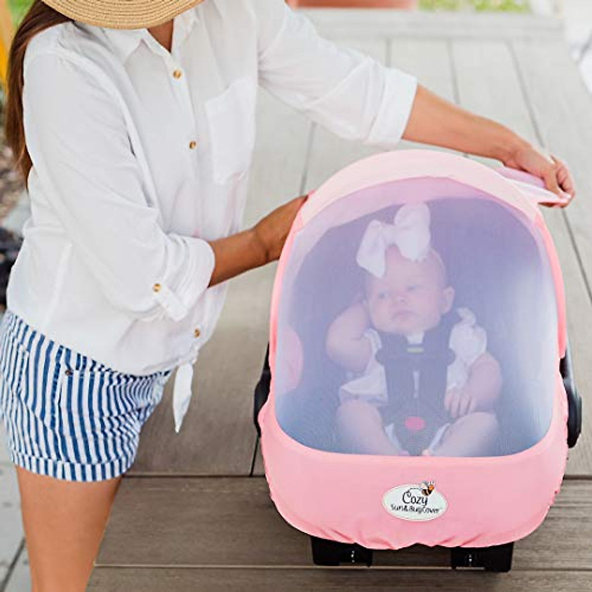 Summer Cozy Cover Sun & Bug Cover (Glacier Gray) - The Industry Leading Infant Carrier Cover Trusted by Over 2 Million Moms Worldwide for Protecting Your Baby from Mosquitos, Insects & The Sun