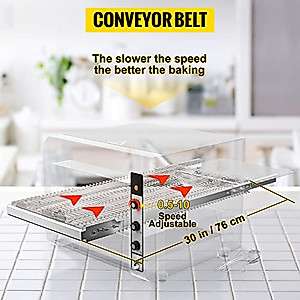 VEVOR Conveyor Commercial Pizza Oven, Belt Adjustable Heat and Speed Stainless Steel Countertop Kitchen Toaster Oven with 50-300 °C /122-572°F Temperature Range for Bakery Western Restaurant.