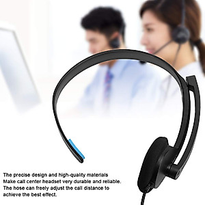Call Center Headset, 3.5mm 360 Degree Rotating Earmuffs Retractable Headband MIC Service Call Center Headphone for Computers Phones Desktops PC Tablet Office Home