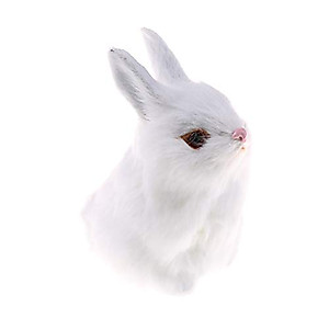 GUDVES Mini Realistic Cute Plush Rabbits Fur Lifelike Animal Easter Bunny Simulation Toy Model Gift Miniatures Decorations (Rabbit Plush Toys-B)