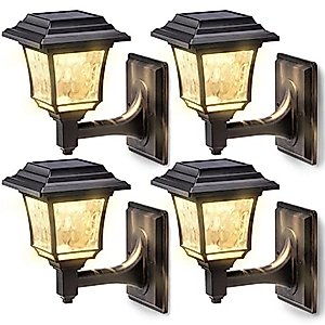LeiDrail Solar Fence Lights, 4 Pack 2 Mode Solar Lights Outdoor Waterproof Wall Lantern Sconce for Garden Yard Patio Decoration Warm White/Cool White Landscape Lighting