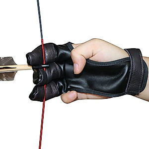 BESPORTBLE Finger Protector Archery Accessory Archery Finger Glove Shooting Supply Portable Archery Finger Protection Cowhide Protectors Adjustable Label Pu Fleece