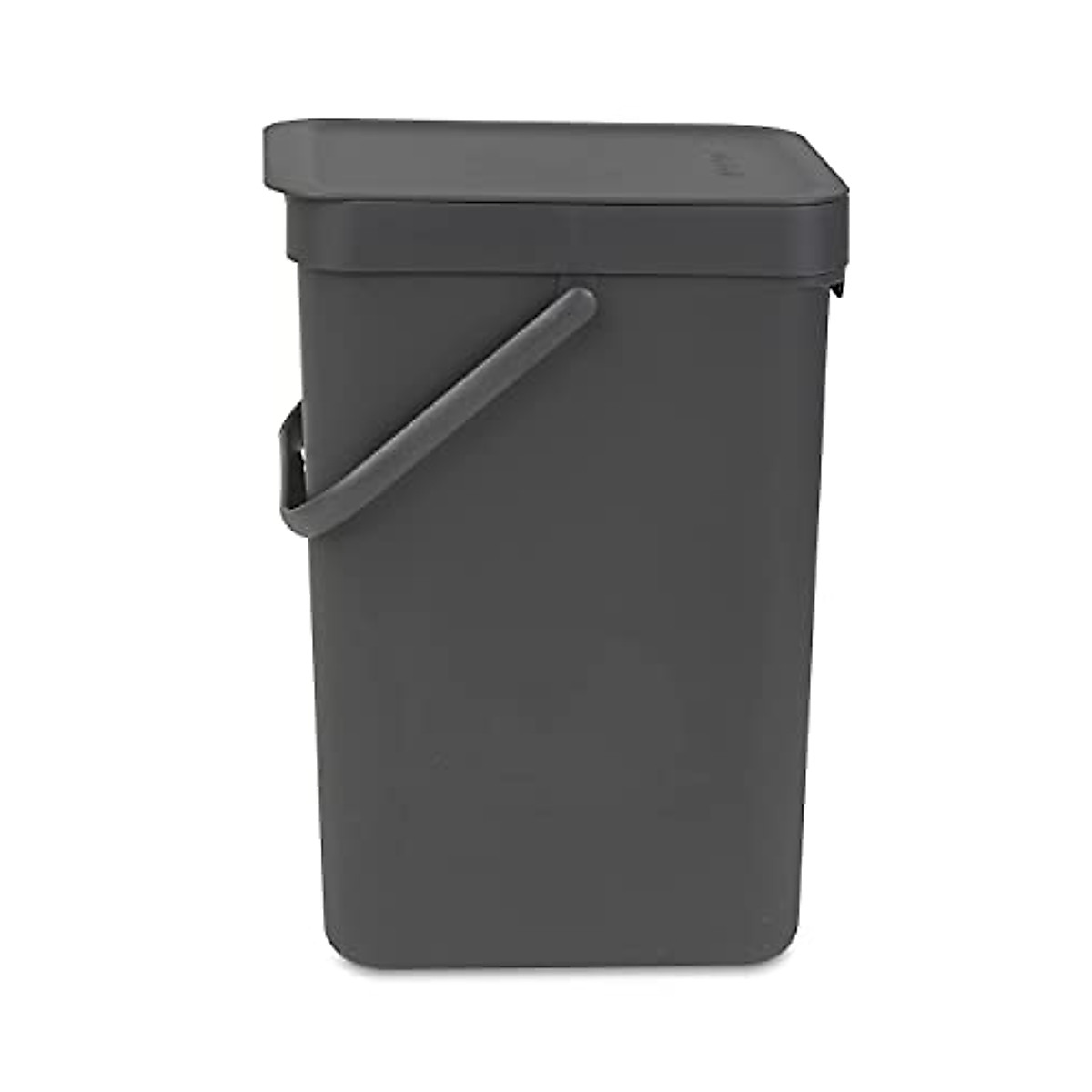 Brabantia Sort & Go Kitchen Recycling Can (3.2 Gal / Gray) Stackable Waste Organiser with Handle & Removable Lid, Wall/Cupboard Mounting