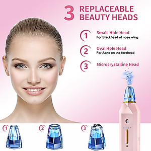 Blackhead Remover Pore Vacuum,Facial Sprayer Oxygen Hydrating,2 in 1 Multifunction Derma Blemish Removal Cleanser, Face Steamer Whitehead Acne Remover, Deeply Spots Cleaner Suction (Pink)