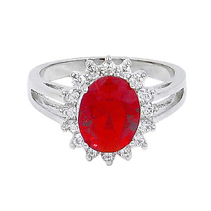 Lavencious Oval Round Ruby CZ Rings Wedding Party Statement Engagement Inspired Cocktails For Woman Size 5-10 (Red, 6)