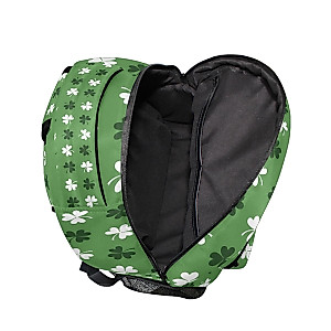 Backpack Daypack Patrick's Day Clover Leaves Shamrock Luck Green Shoulder Bag with Name Label Tag With Padded Shoulder Strap Large Medium Size