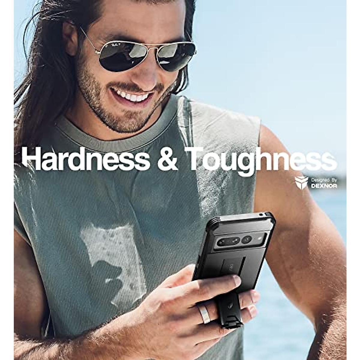 Dexnor Full Body Case for Google Pixel 7 Pro, [Built in Screen Protector and Kickstand] Heavy Duty Military Grade Protection Shockproof Protective Cover for Google Pixel 7 Pro Black