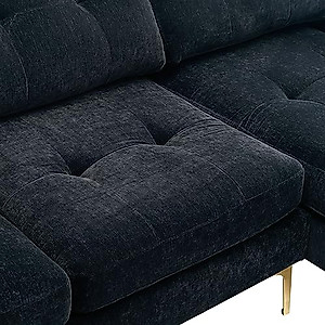 5-Seater Sectional Sofa with Extra Wide Chaise and Movable Ottoman, U Shaped Convertible Corner Couch Bed with Golden Metal Legs,Comfy Velvey Upholstered Sofa&Couches for Living Room Apartment